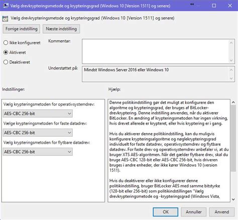 Ændre Bitlocker fra til bit i Windows Pro LDD