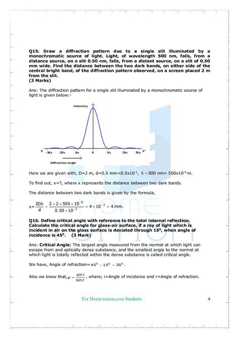 Important Questions For Class 12 Physics Chapter 10 Wave Optics