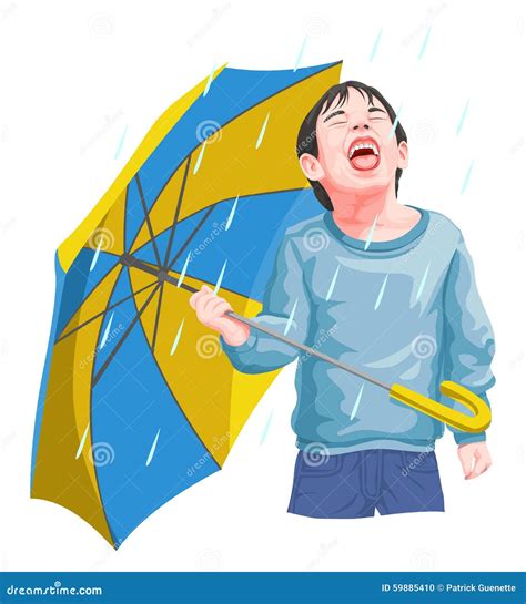 Vector Of Boy Enjoying Rainfall 59885410