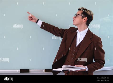 University Professor Explaining His Class Whiteboard With Teacher