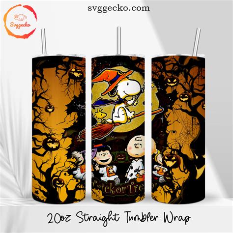 Snoopy Trick Or Treat Halloween Oz Straight Skinny Tumbler PNG Peanuts Spooky Season Tumbler
