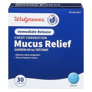Walgreens Mucus Relief Chest Congestion Immediate Release Tablets Drugstore
