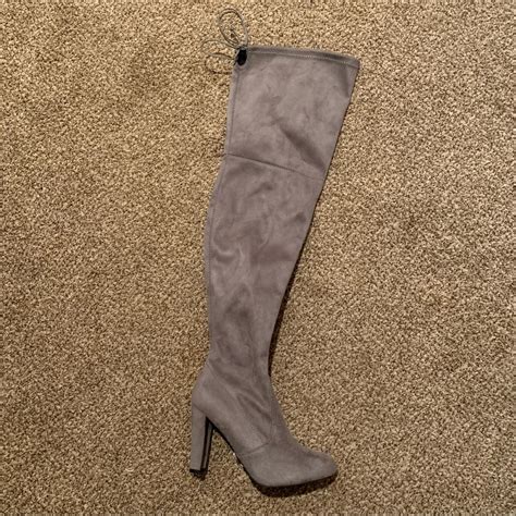 Grey Thigh High Boots Gem