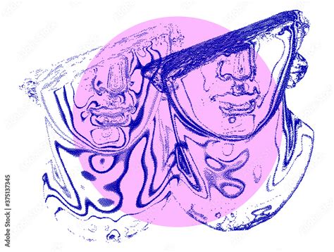 Minimal Fashion Illustration With Fragmentary Bust In Bitmap Pixel Art Style Stock Vector