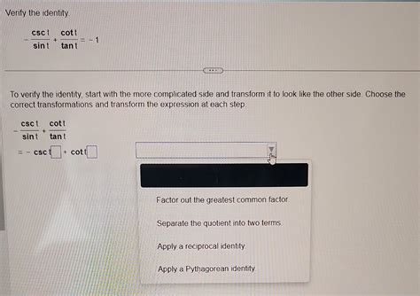 Solved Verify The Identity Sintcsct Tantcott 1 To Verify Chegg Com