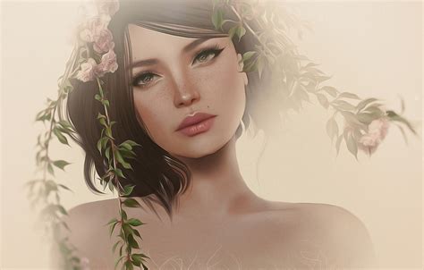 Wallpaper Girl Flowers Face Portrait For Mobile And Desktop Section