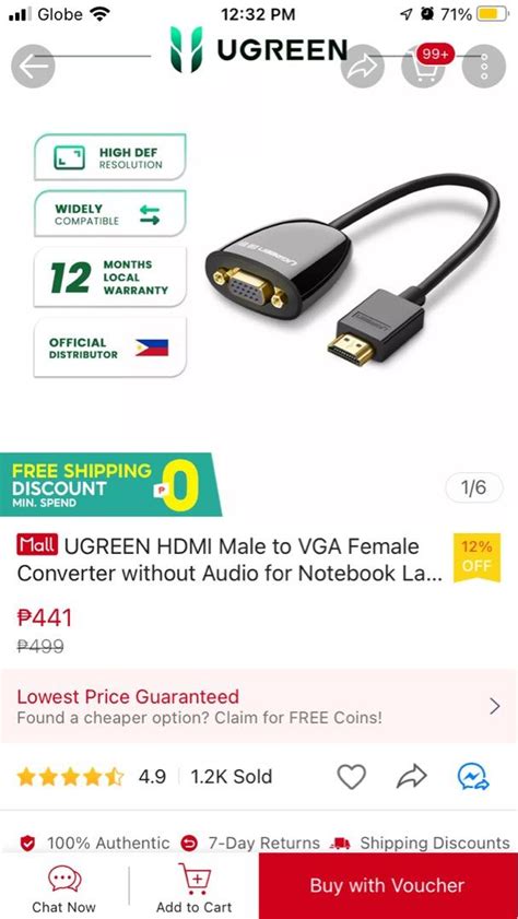 Ugreen Hdmi To Vga Converter Mobile Phones Gadgets Mobile Gadget Accessories Chargers