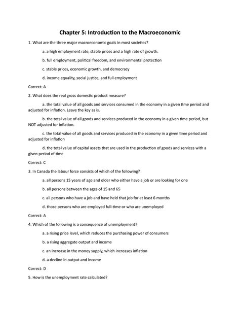 Chapter 5 Introduction To The Macroeconomy Quiz Chapter 5 Introduction To The Macroeconomic