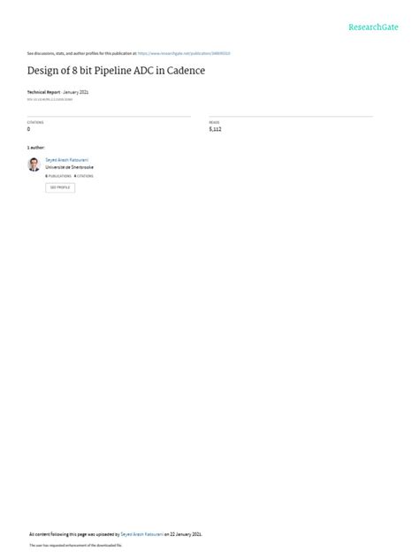 8 Bit Pipeline Adc Design In Cadence Pdf Analog To Digital