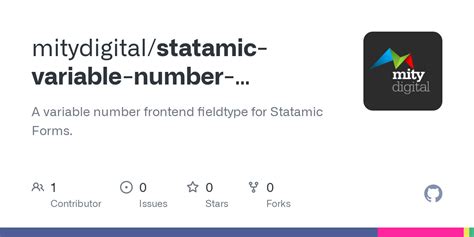 GitHub Mitydigital Statamic Variable Number Fieldtype A Variable