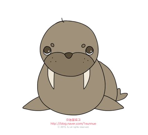 꼬마 바다코끼리 캐릭터 손그림 일러스트 그리기 네이버 블로그