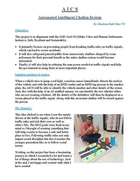 Project 85 A I C S Automated Intelligent Challan System By