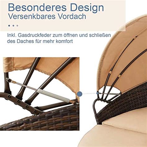Melko Sonneninsel Mit Dach Gartenmuschel Polyrattan Sonnenliege