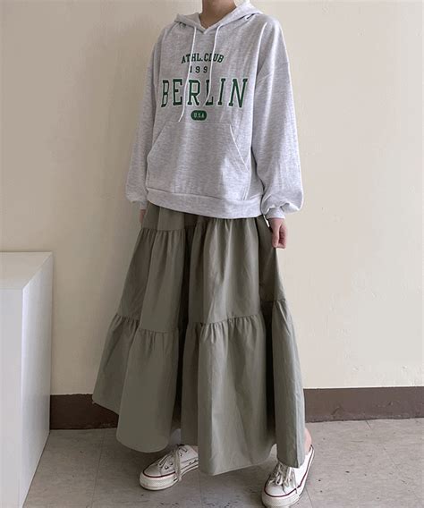 사선 캉캉 허리밴딩 플레어 밴드 빅사이즈 고무줄 데일리 엄마 마실룩 롱스커트 에이블리