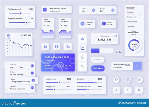 User Interface Elements Set For Banking Mobile App Or Web Vector