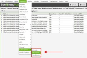 How To Search For Words Across A Website With Custom Search Screaming Frog