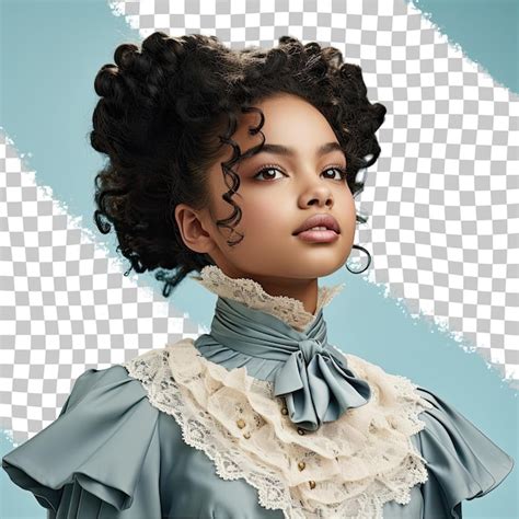 Premium Psd West Asian Girl Kinky Hair Mason Attire Hand On Neck Pose