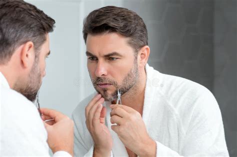 Mens Hairstyle Haircut Middle Aged Man With Scissors Cut Hair Mens
