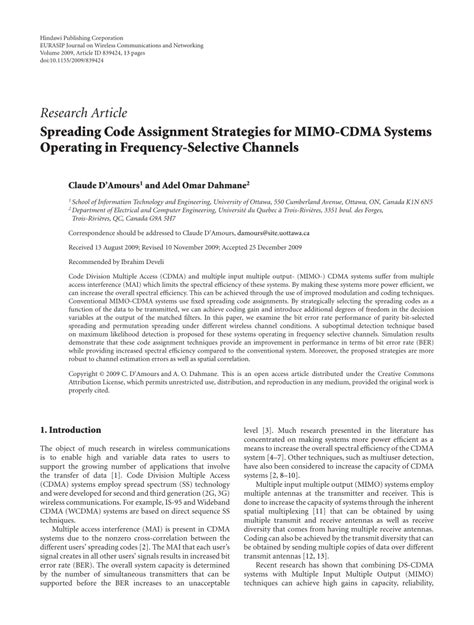 pdf spreading code assignment strategies for mimo cdma systems