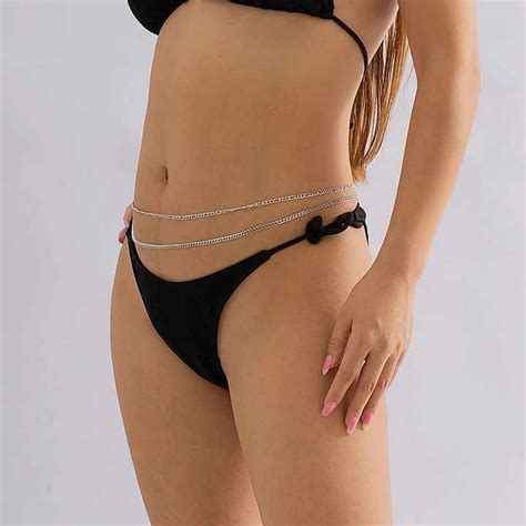 Adjustable Gold Plated Alloy Waist Belt Unisex Multi Layer Trendy Belly