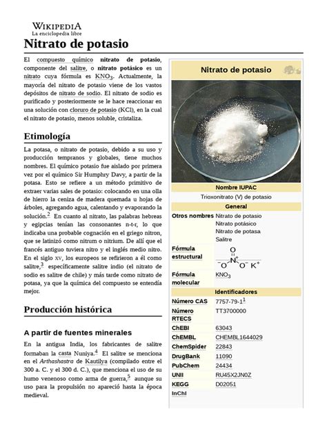 Nitratodepotasio Pdf Sustancias Químicas Química