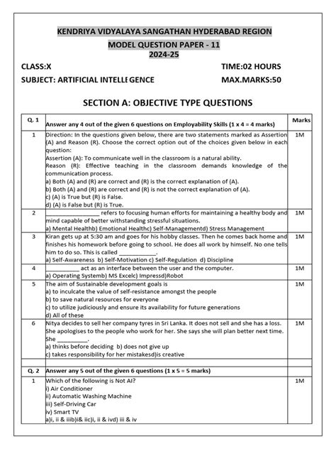 Class X Ai Mqp 2024 25 11 20f 1 Pdf Artificial Intelligence
