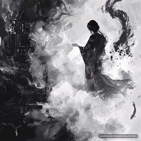 Ai创作图墨韵唯美黑白色 玄幻意境画 东方玄幻 暗黑系封面 玄幻神秘 墨韵唯美黑色 黑白意境画 神话风格背景图 幻想小说插图设计手绘 玄幻插画 暗黑风封面 晕染墨迹禅境黑白画 暗黑系海报 暗黑