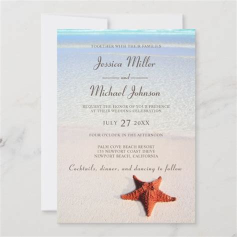 Tropical Starfish Beach Wedding Invitation Zazzle