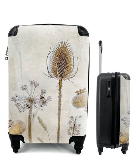Muchowow Handgepäckkoffer Blumen Aquarell Stilleben Braun