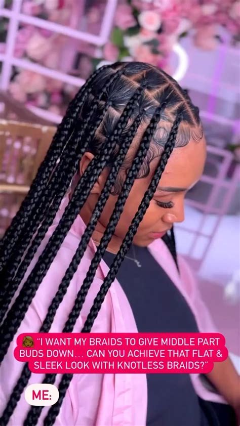 Buss Down Middle Part Knotless Medium Knotless Box Braids Long In 2024