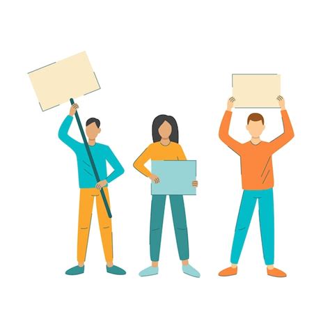 Premium Vector Group Of People Protest Vector Illustration Men And Women On Strike Or