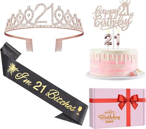 Glitter Black 21st Birthday Sash Rhinestone Rose Gold