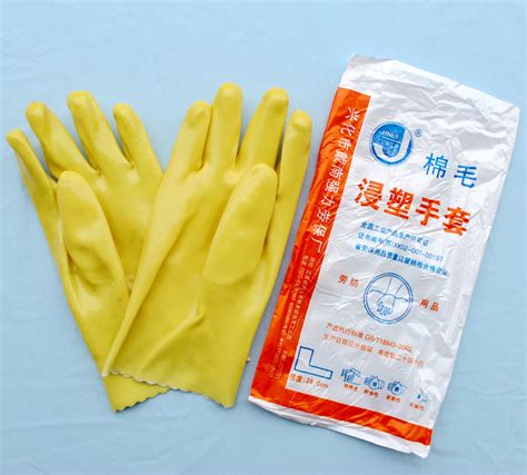 棉毛浸塑胶手套 黄色胶手套 耐酸碱胶手套 防油手套 金力牌 阿里巴巴