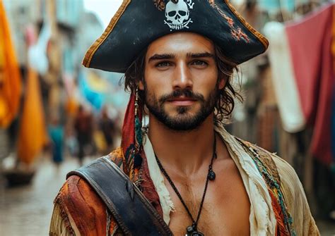 A Man With A Pirate Hat And A Skull On His Chest Premium Ai Generated