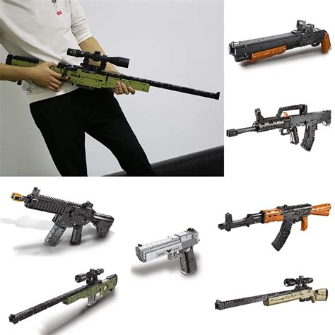 Ww2 장난감 총 시리즈 벽돌 장난감 군사 무기 Awmm24 스나이퍼 라이플 Ak47 Akm 사막 독수리 권총 무장 한 빌딩