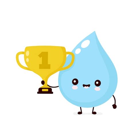Linda Sonrisa Feliz Gota De Agua Mantenga Copa Trofeo De Oro