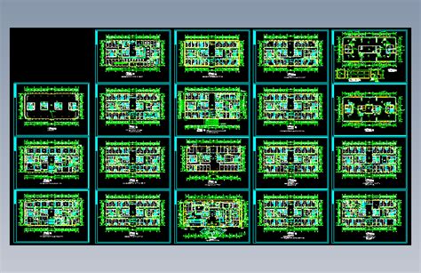 600 某大型医院十三层住院大楼建筑设计cad图 Autocad 2000 模型图纸下载 懒石网