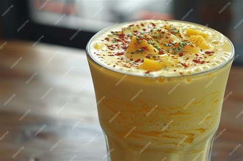 Authentic Indian Mango Lassi Beverage Premium Ai Generated Image