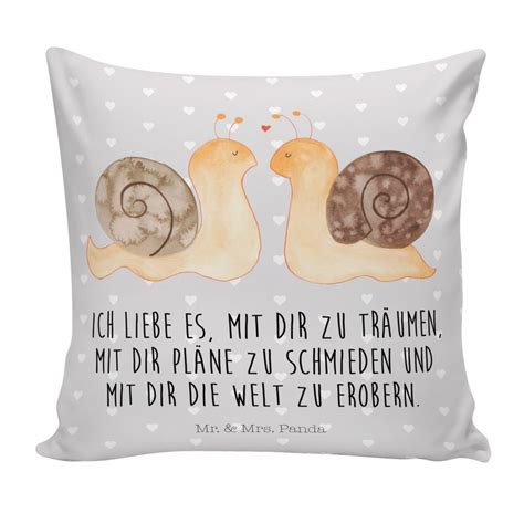 Mr And Mrs Panda Dekokissen Schnecken Liebe Grau Pastell