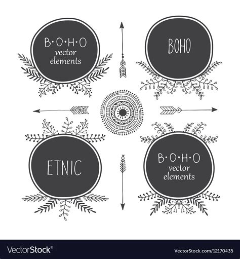 Set Of Creative Boho Style Frames Mady By Ethnic Vector Image