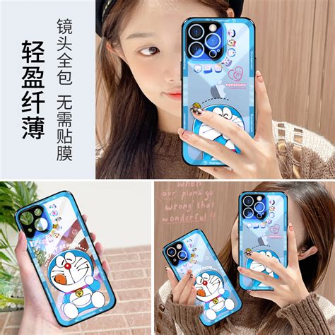 自带镜头膜苹果14手机壳新款iphone13卡通13promax全包12透明玻璃11可爱13pro创意女xr防摔x叮当猫max超萌14p虎窝淘