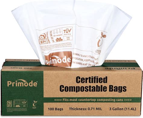 Primode Compostable Bags 3 Gallon Food Scraps Yard Waste