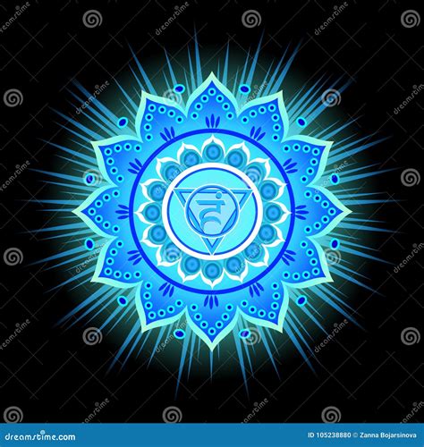 Modelo De La Mandala Del Círculo Vishuddha Chakra Ilustración Del