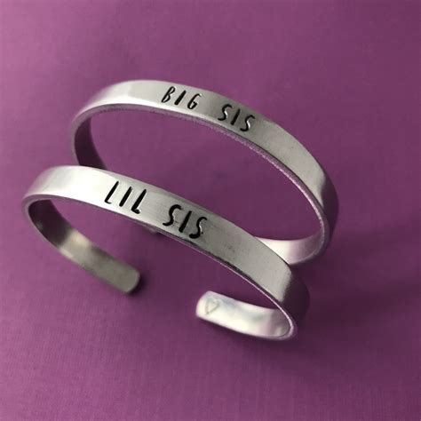 Big Sis Lil Sis Hand Stamped Aluminum Bracelets Sisters Etsy