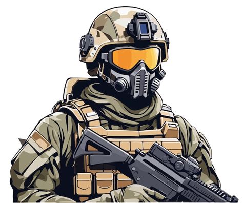 Premium Vector Soldier Combat Gear Rifle Knife Camouflage Uniform