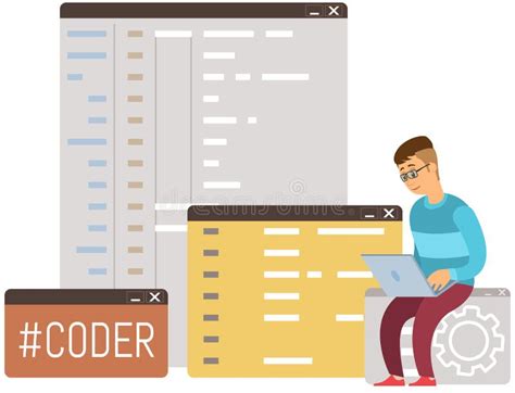 Programmer Engineering And Coding Set Of Programmers Working On Web Development On Computers