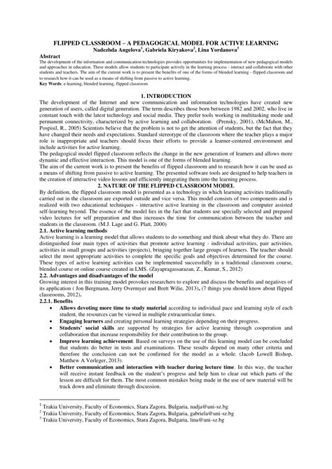 Pdf Flipped Classroom A Pedagogical Model For Active Learning