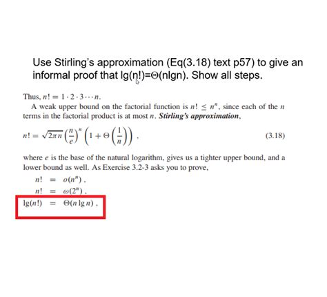 Solved Use Stirling S Approximation Eq 3 18 Text P57 To