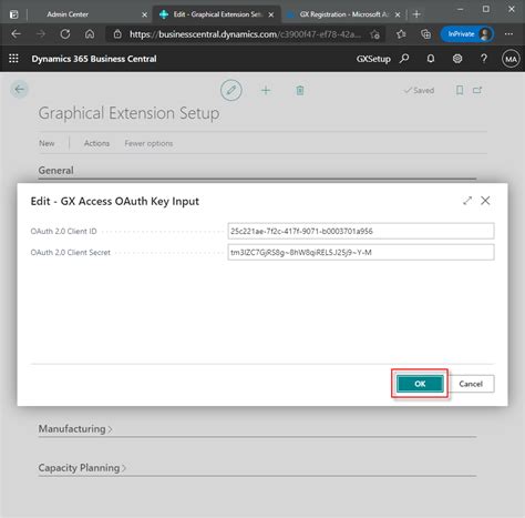Set Up Authentication Method Oauth Graphical Extension