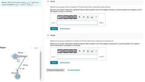 Solved Member AB has the angular velocity ωAD 5rad s and Chegg com